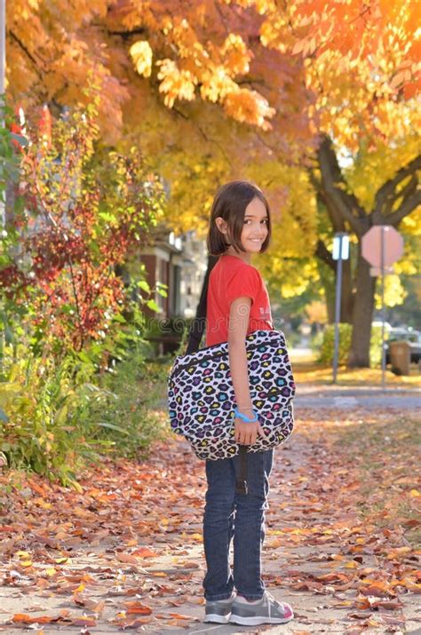 Little Hispanic Girl Going Back To School Stock Image Image Of Black Happiness 27072675