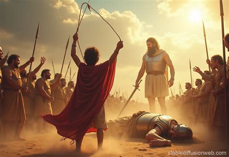 Davids Triumphant Victory Over Goliath Stable Diffusion Online