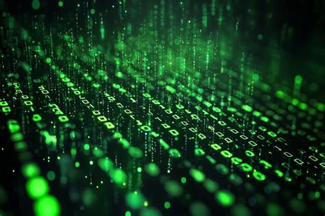Green Dark Binary Code With Data Streaming Background Created With