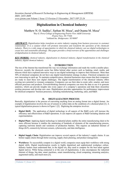 Digitalization In Chemical Industry Pdf