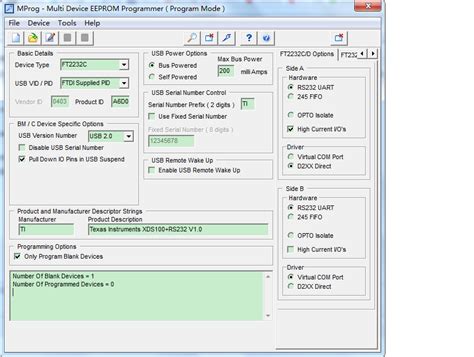 Xds100 Problem Of Mprog Program Eeprom To Configuration Ft2232h Code