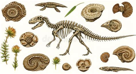 Fossil Collection A Triassic Period Panorama Stock Illustration Illustration Of Dinosaur
