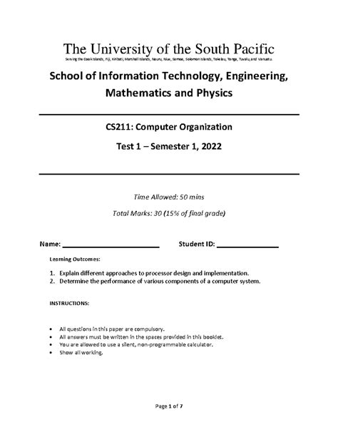 test 1 solution s1 2022 test 1 soln the university of the south