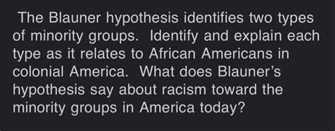Solved The Blauner Hypothesis Identifies Two Types Of