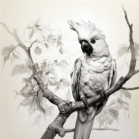 Premium Photo A Drawing Of A Bird On A Tree With A Bird On It