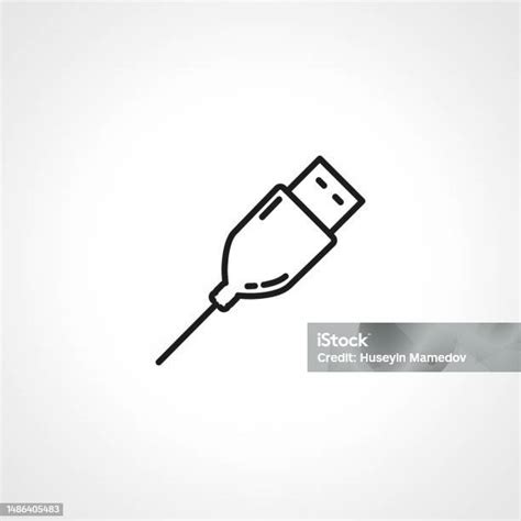 Usb Line Icon Usb Cable Outline Icon Stock Illustration Download