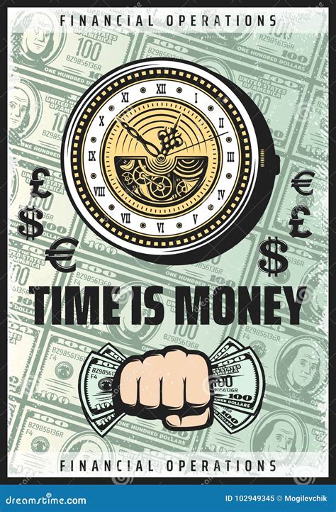 Financial Poster Template Set With Male Female Characters Making Money