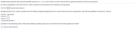 Solved Multiple Choice Questions Each Have Five Possible