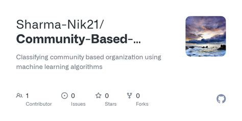 Github Sharma Nik21community Based Organization Classification
