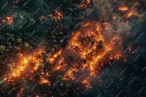Satellite View Of A Wildfire Spreading Rapidly Acr Premium Ai