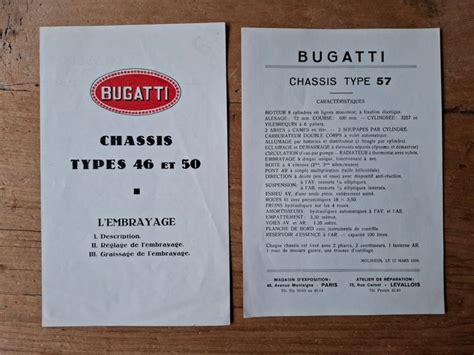 Brochure Bugatti Chassis Types 46 And 50 Chassis Type 57 Auction