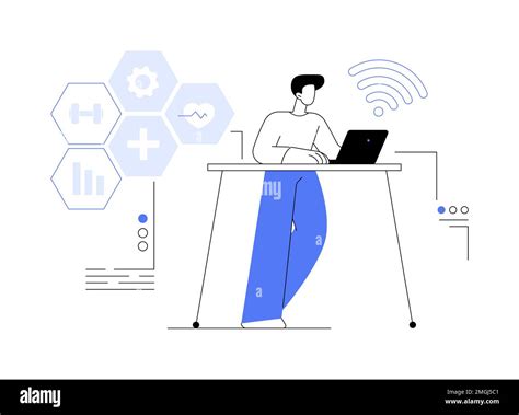 Health Focused Iot Desks Abstract Concept Vector Illustration Stock