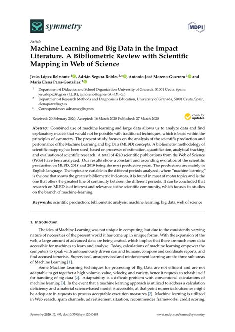 Pdf Machine Learning And Big Data In The Impact Literature A Bibliometric Review With