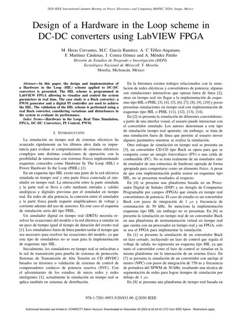 Pdf Design Of A Hardware In The Loop Scheme In Dc Dc Converters Using Labview Fpga