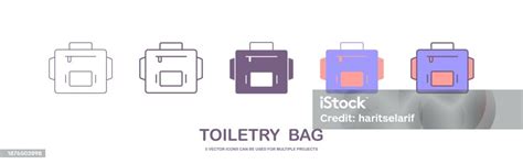 화장품 케이스 가방 아이콘 여행 세면 용품 가방 분리 가능한 손목 스트랩과 지퍼 가방 벡터 일러스트 레이 션 가방에 대한 스톡 벡터 아트 및 기타 이미지 Istock
