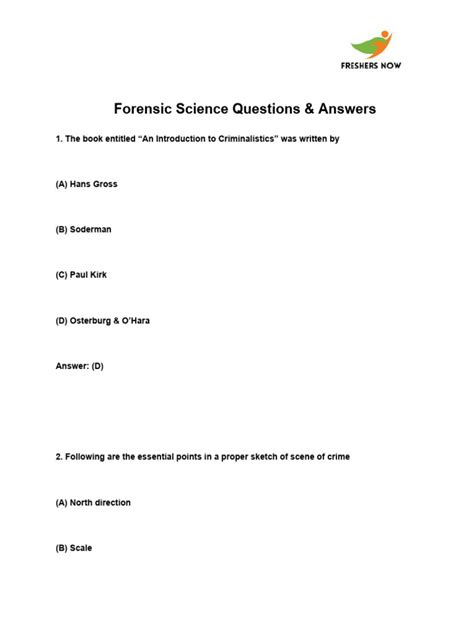 Forensic Science Questions Answers Pdf
