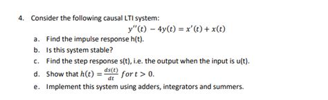 solved 4 consider the following causal lti system