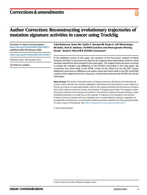 Pdf Author Correction Reconstructing Evolutionary Trajectories Of Mutation Signature