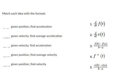 Solved Match each idea with the formula given position, find | Chegg.com