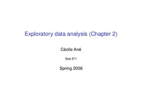 Lecture Slides On Exploratory Data Analysis Stat 371 Docsity