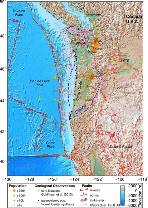 Fault Model Cascadia Region Earthquake Science Center