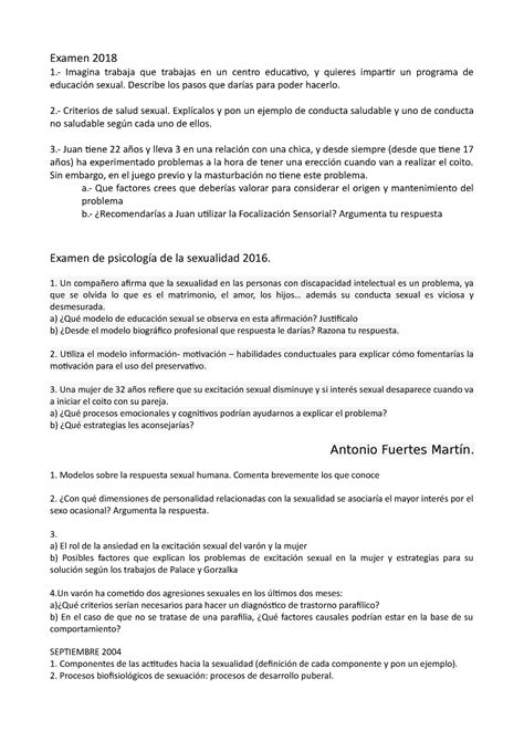Examen Sexualidad Examen Imagina Trabaja Que Trabajas En Un Centro Educativo Y