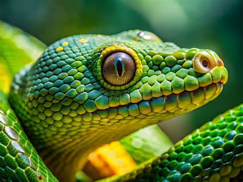 Captivating Closeup Of A Green Tree Python Stunning Emerald Scales And Captivating Closeup Of A Green Tree Python Stunning Emerald Scales And