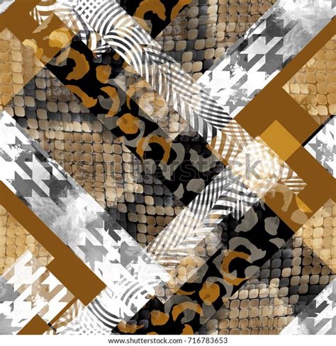 Seamless Pattern Patchwork Design Striped Background Stock Illustration Shutterstock