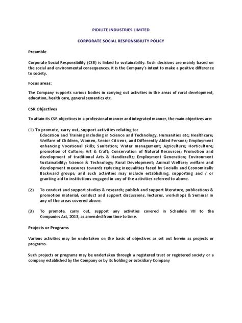 Csr Of Pidilite Pdf Pdf Corporate Social Responsibility Sustainability Csr Of Pidilite Pdf Pdf Corporate Social Responsibility Sustainability