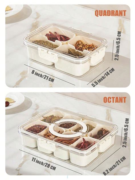 1set Sealable And Odor Proof Food Storage Container With Handles And 4 8 Cells For Refrigerator