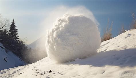 Premium Photo A Large Snowball Rolling Down A Hill In A Highly