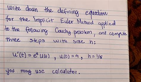 Solved Write Down The Defining Equation For The Implicit Chegg