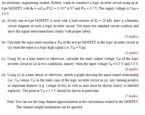 Solved An Electronic Engineering Student Robert Wants To Chegg