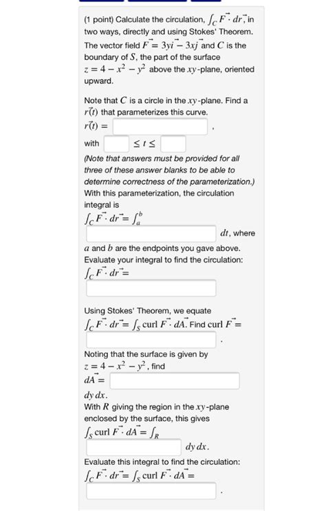 Solved Calculate The Circulation In 2 Ways Directly And