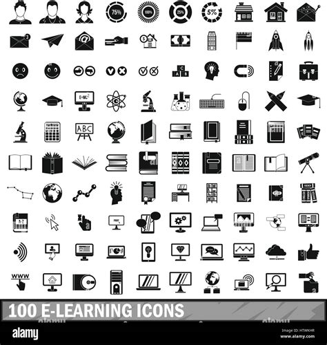 100 E Learning Icons Set In Simple Style Stock Vector Image And Art Alamy