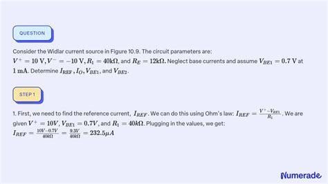 Solvedconsider The Widlar Current Source In Figure 109 The Circuit Parameters Are V10 V