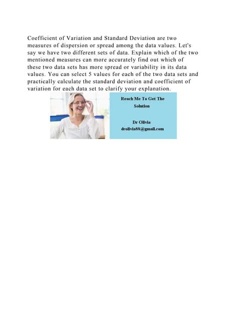 Coefficient Of Variation And Standard Deviation Are Two Measures Of Docx