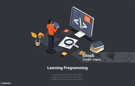 프로그래밍 및 코딩 학습 개념입니다 소프트웨어 코딩 테스트 디버깅 모바일 앱 프로그래밍 Seo 검색 엔진 코드에 대한 새로운 언어를 배우는 개발자 아이소메트릭 3d 벡터