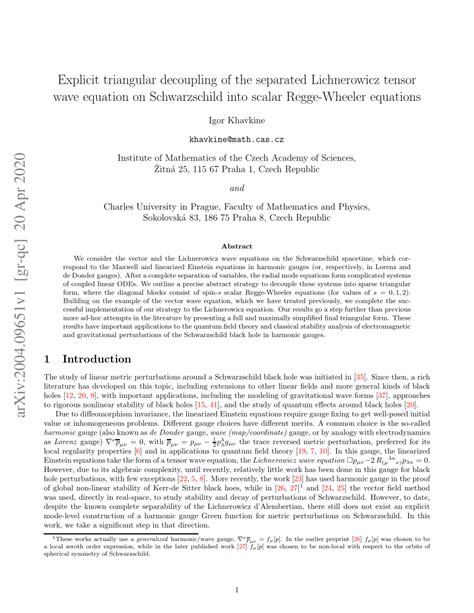 Pdf Explicit Triangular Decoupling Of The Separated Lichnerowicz Tensor Wave Equation On