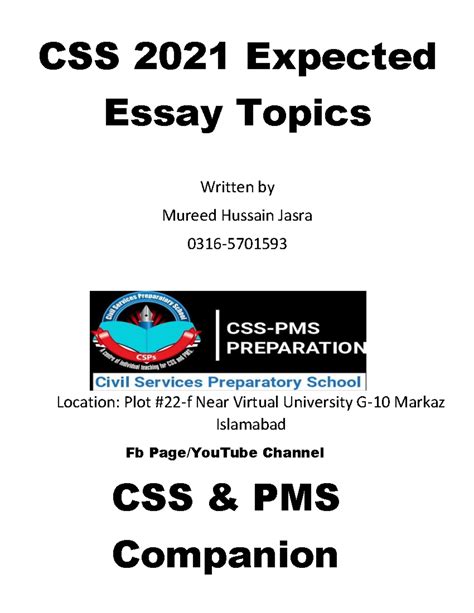 Css 2021 Expected Essay Topics 1 Css Guide Line Css 2021 Expected Essay Topics Written By