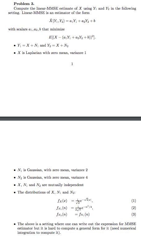Compute The Linear Mmse Estimate Of X Using Y1 And