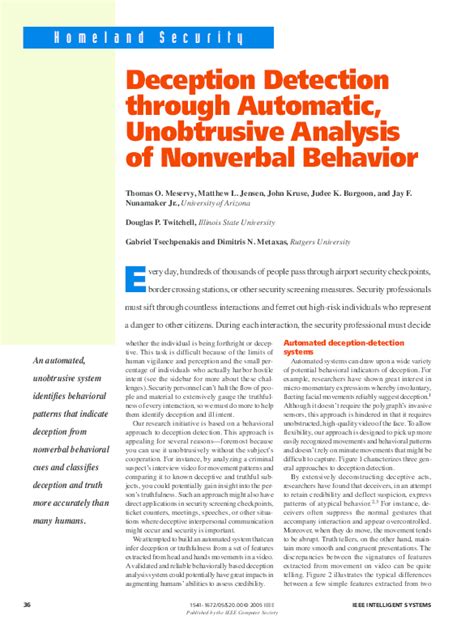 Pdf Deception Detection Through Automatic Unobtrusive Analysis Of