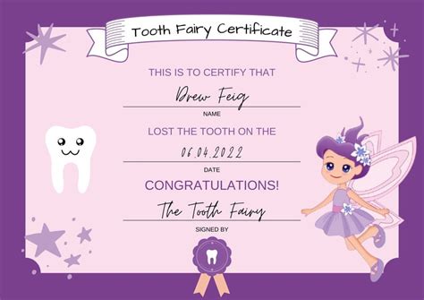 Free Customizable Tooth Fairy Certificate Templates Canva