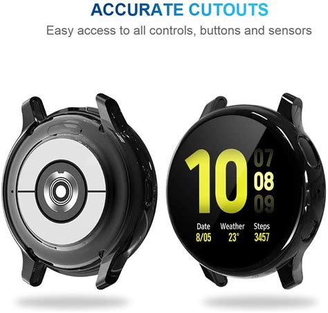 Screen Protector Samsung Galaxy Watch Active 2 [2 Pack, Black] 40mm ...