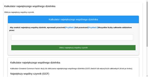Kalkulator Największego Wspólnego Dzielnika