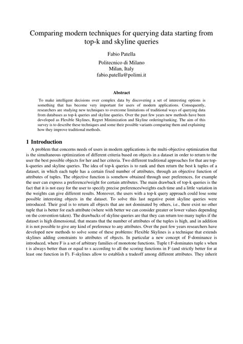 Pdf Comparing Modern Techniques For Querying Data Starting From Top K
