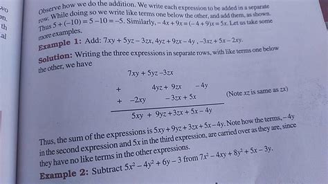 observe how we do the addition we write each expression to be added in a