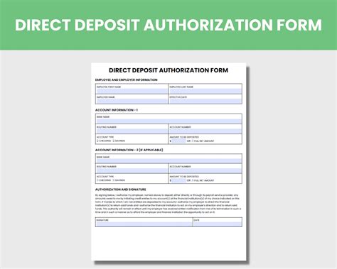 Direct Deposit Authorization Form Instant Access Google Doc And PDF HR Forms New Hire