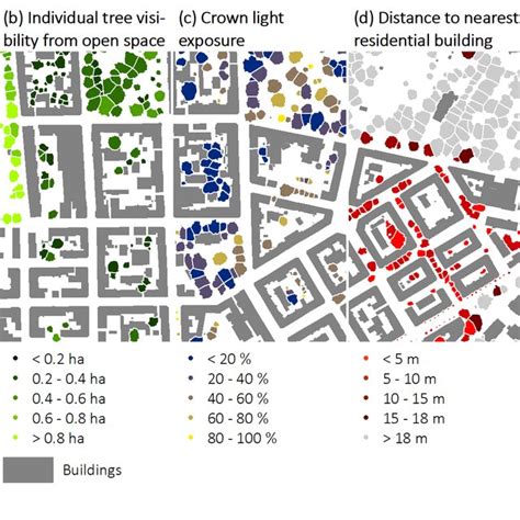 1 examples of modelling spatial contextual factors of urban trees with