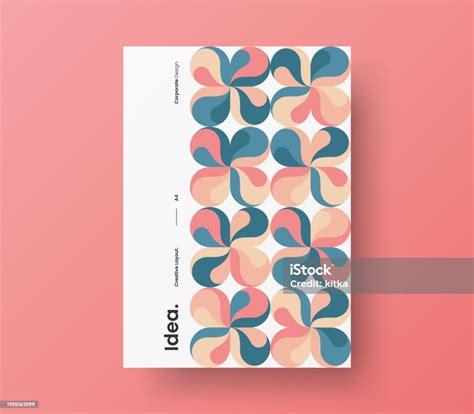 놀라운 비즈니스 프리젠 테이션 벡터 A4 수직 방향 전면 페이지 모형 현대 기업 보고서는 추상적 인 기하학적 일러스트 디자인 레이아웃을 다룹니다 회사 Id 브로셔